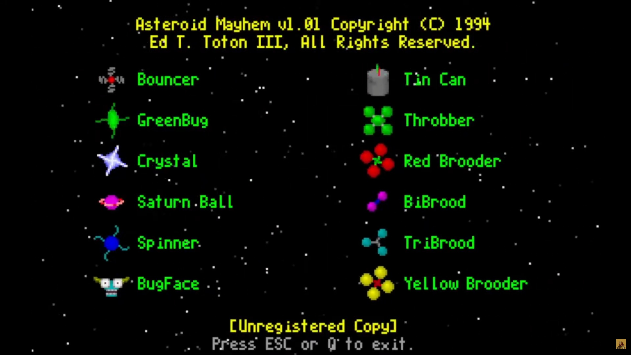 Asteroid Mayhem - Dos4PC