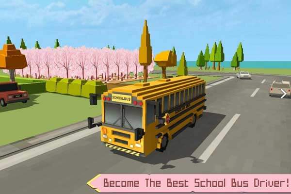 School Bus Simulator: Blocky World - Mobile4PC